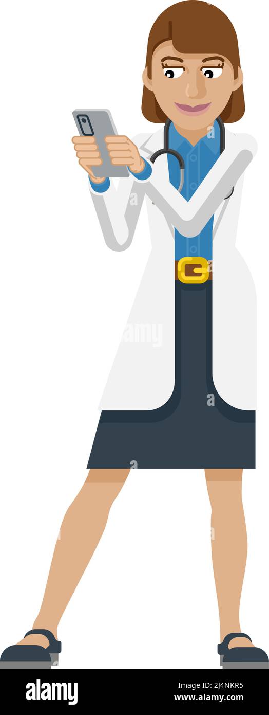 Doctor Holding Mobile Phone Cartoon Character Stock Vector Image & Art ...