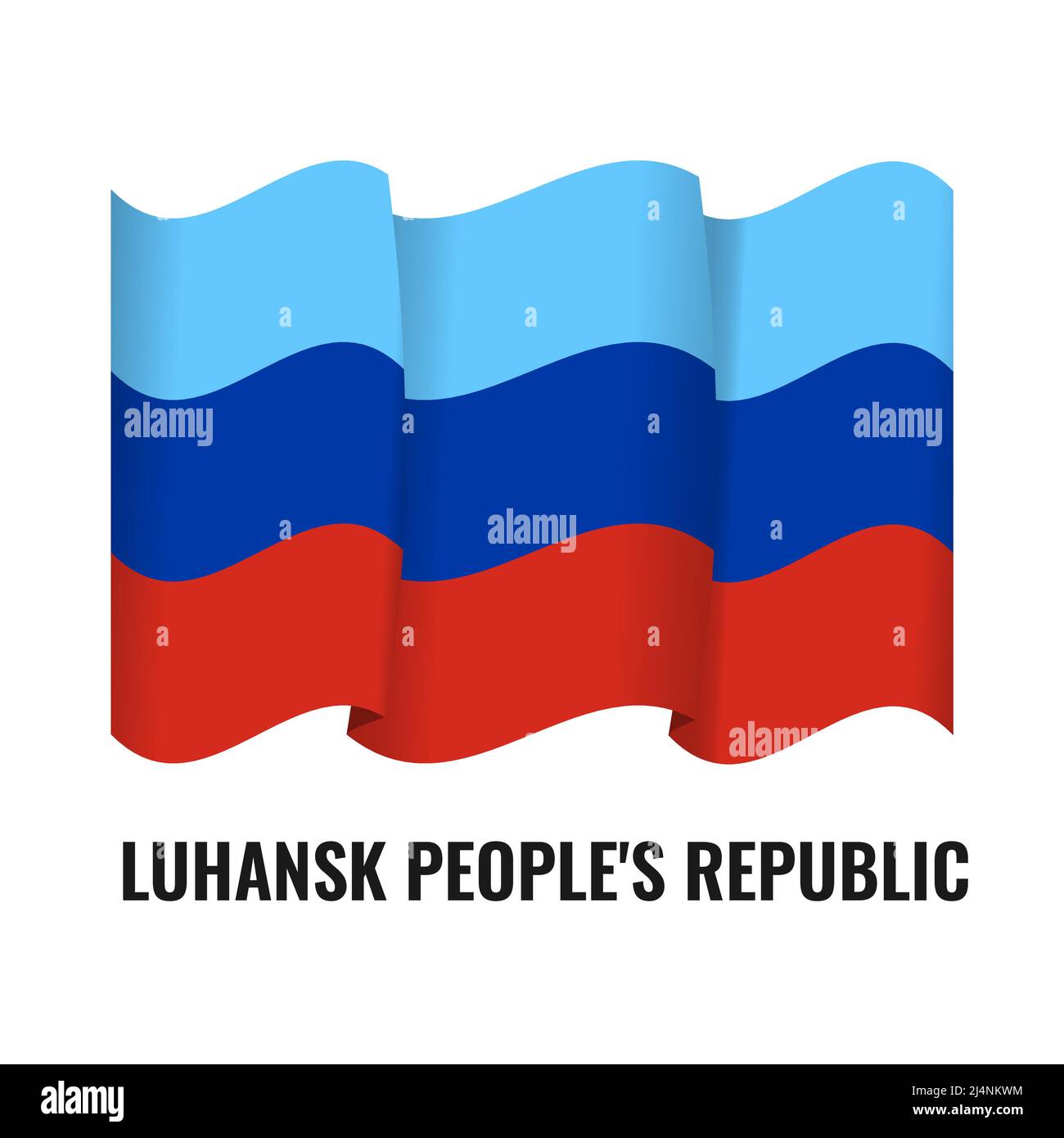 Flag of Luhansk People's Republic isolated on white. Unrecognized state ...