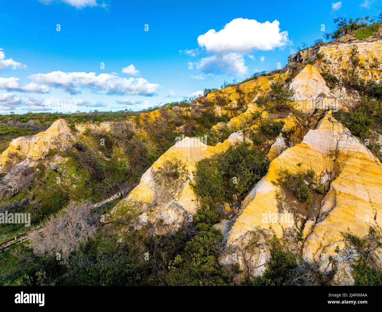Aerial view of the Pinnacles, also known as The Coloured Sands, along ...