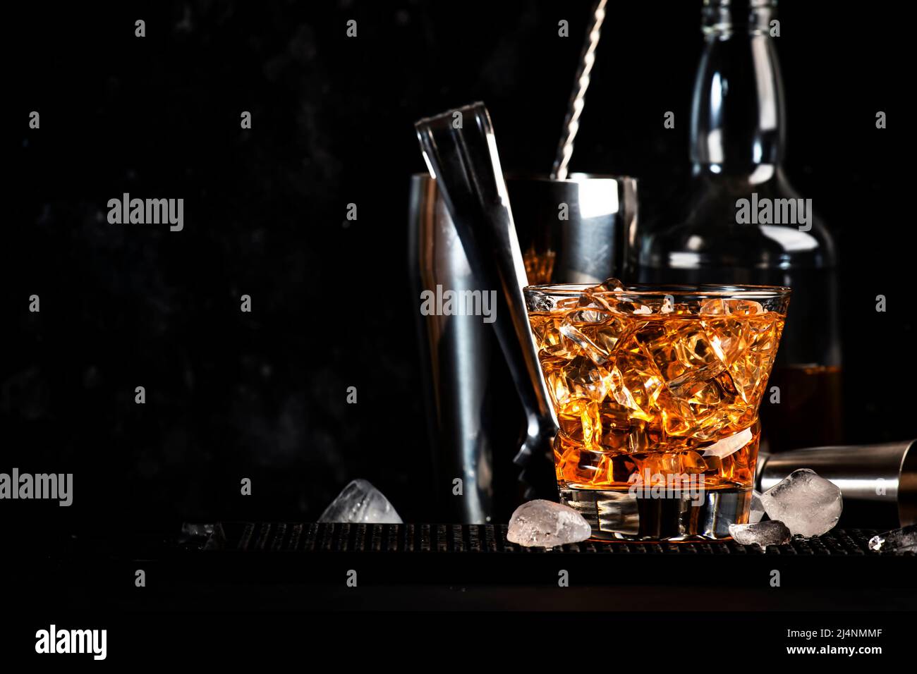 Godfather alcoholic cocktail with scotch whiskey, amaretto liqueur and ...