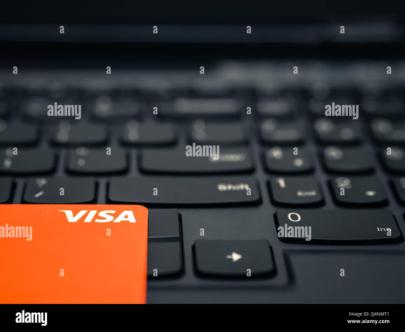 Bucharest, Romania - 03.25.2022: Visa credit or debit card on a ...