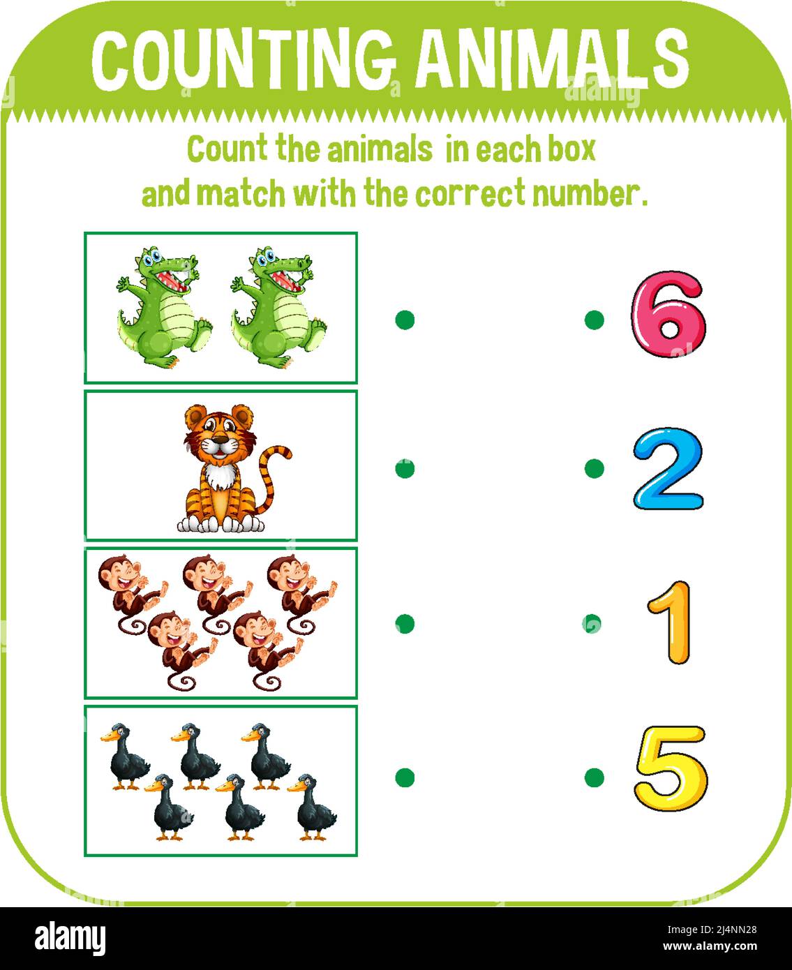 Worksheet design for counting animals illustration Stock Vector Image ...