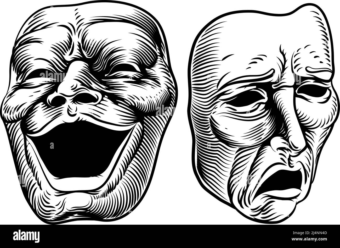 Theater Or Theatre Drama Comedy And Tragedy Masks Stock Vector Image ...