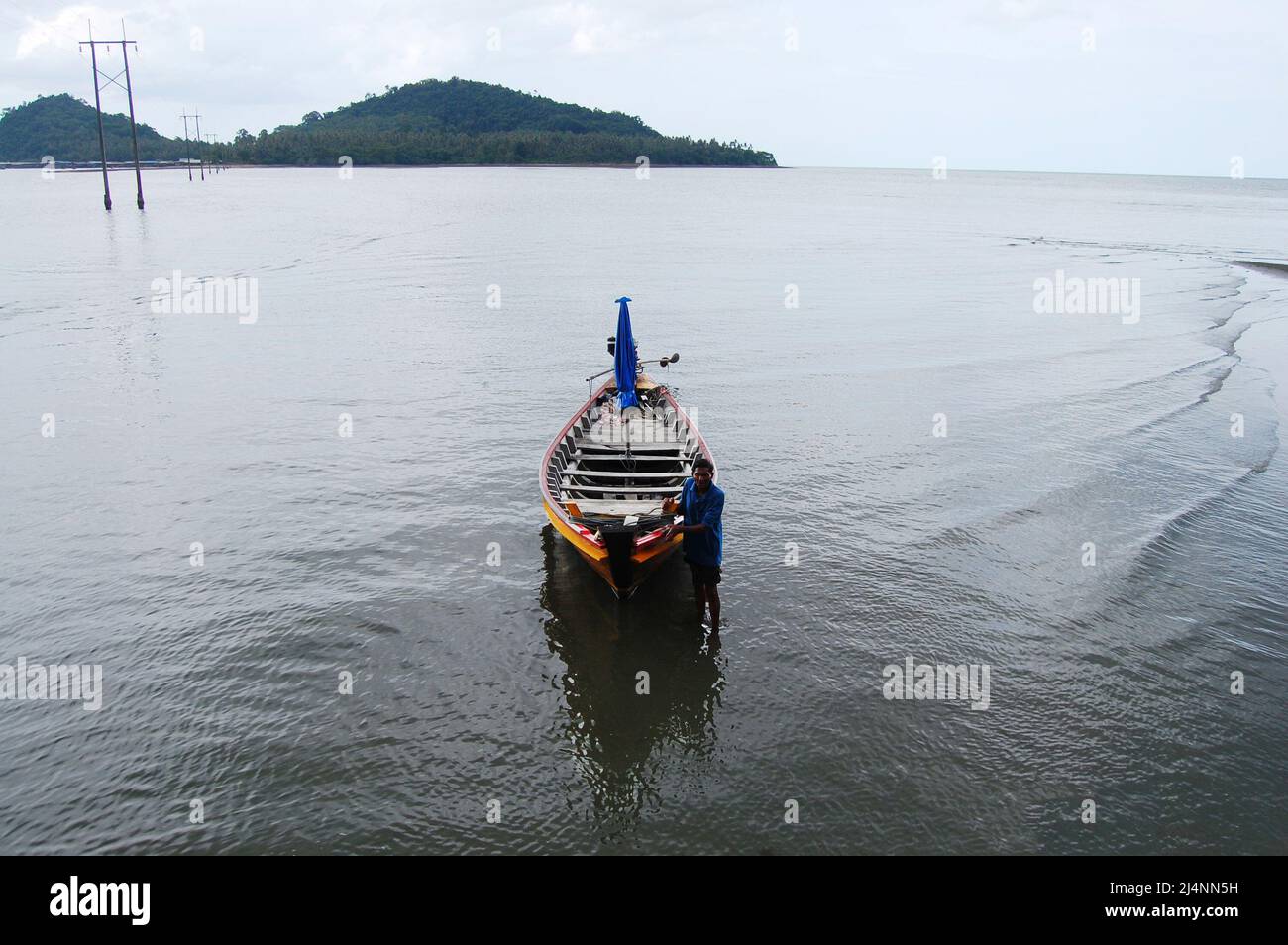 Wooden long tail boat for send recieve traveler thai people to Ko ...
