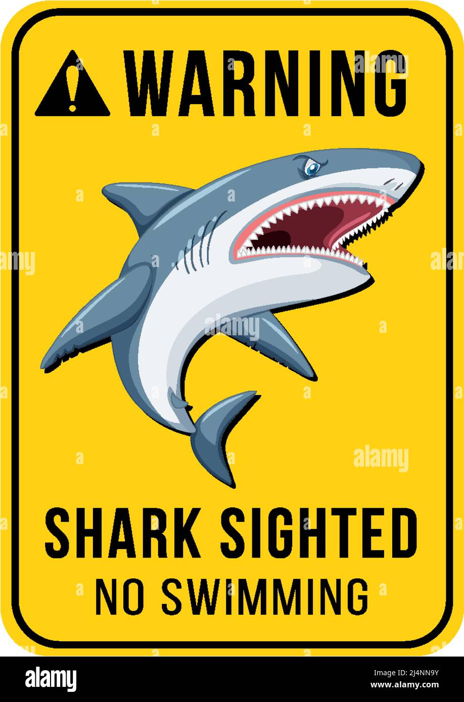 Warning signboard concept with shark sighted no swimming illustration ...