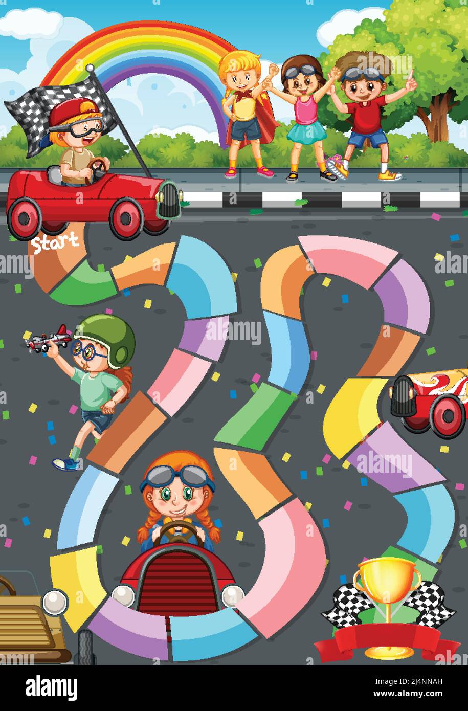 Counting number game template with happy children illustration Stock ...