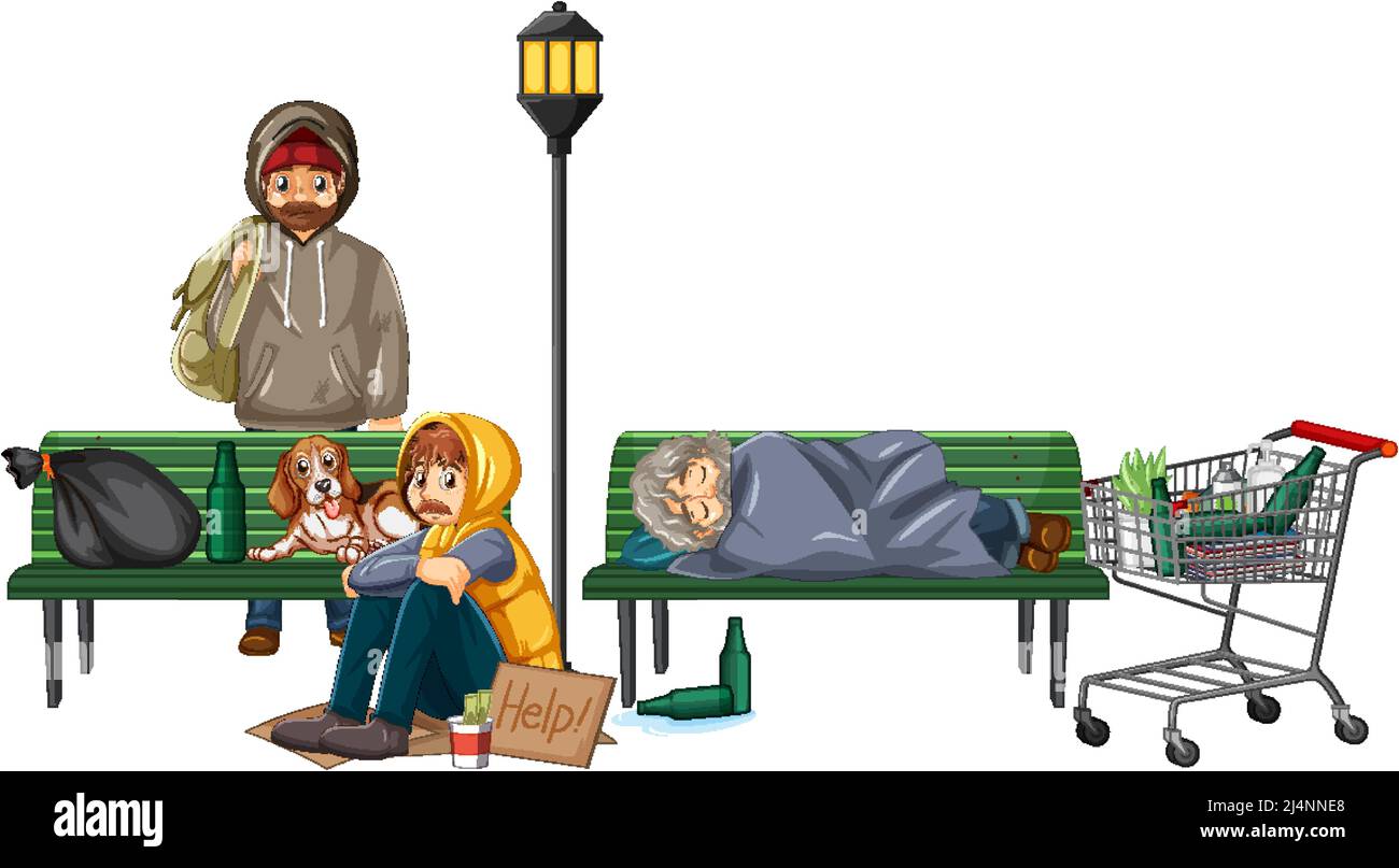 Homeless people in the city illustration Stock Vector Image & Art - Alamy