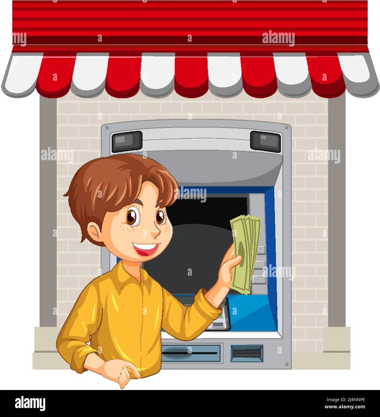 A man withdraw money from atm machine illustration Stock Vector Image ...