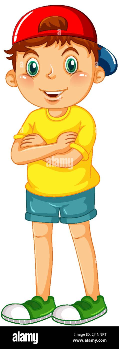 Cute boy cartoon character on white background illustration Stock ...