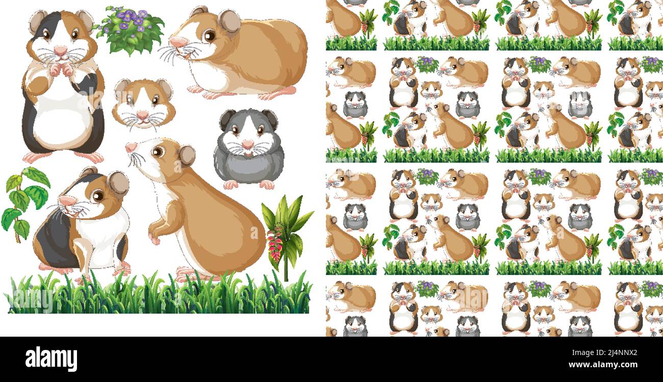 Seamless pattern with cartoon wild animals illustration Stock Vector ...