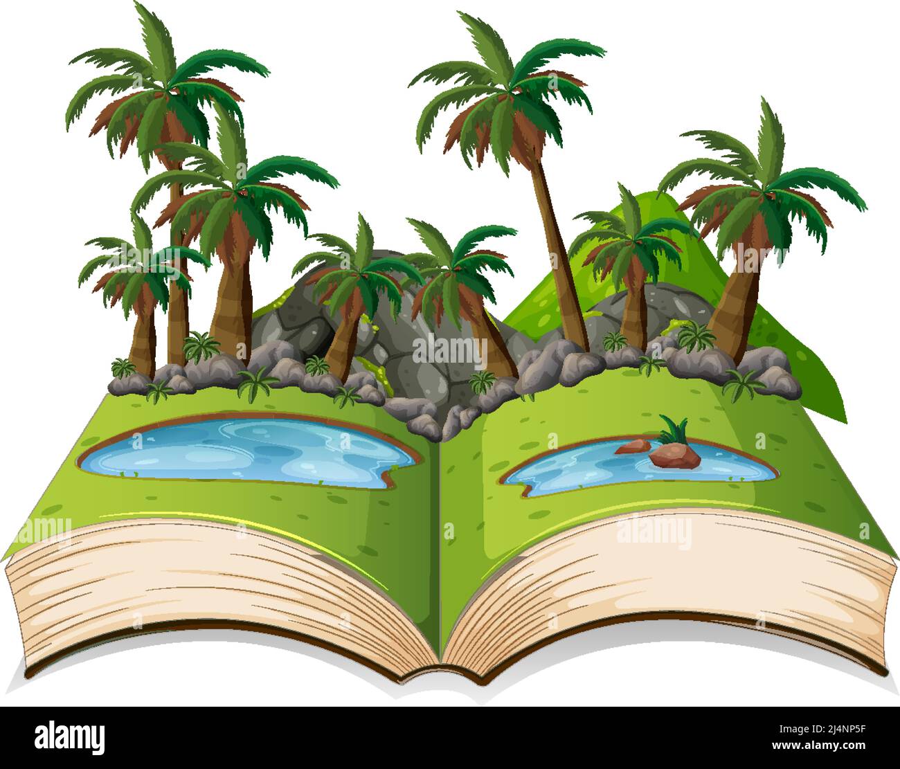 Book with nature scene of mountains illustration Stock Vector Image ...