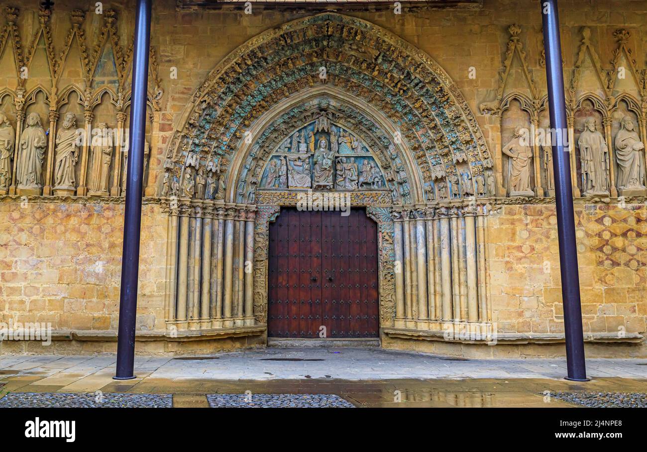Romanesque portal of the Santa Maria la Real church decorated with ...
