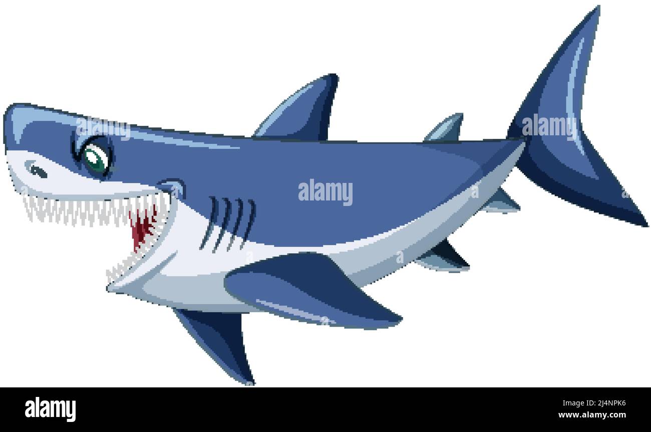 Aggressive great white shark cartoon illustration Stock Vector Image ...