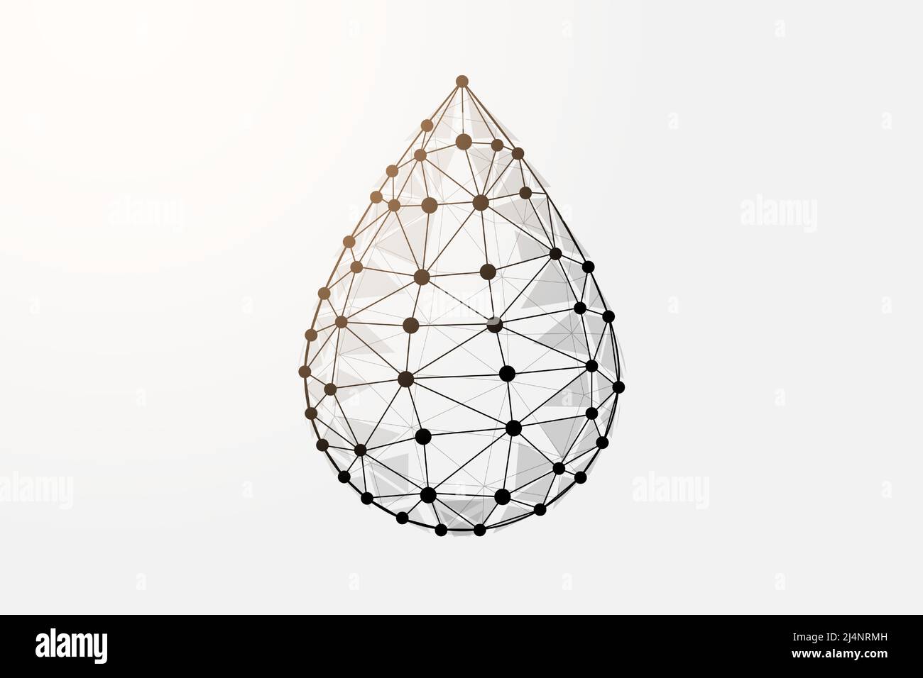 Water drop 3d low poly symbol with connected dots. Droplet, raindrop ...