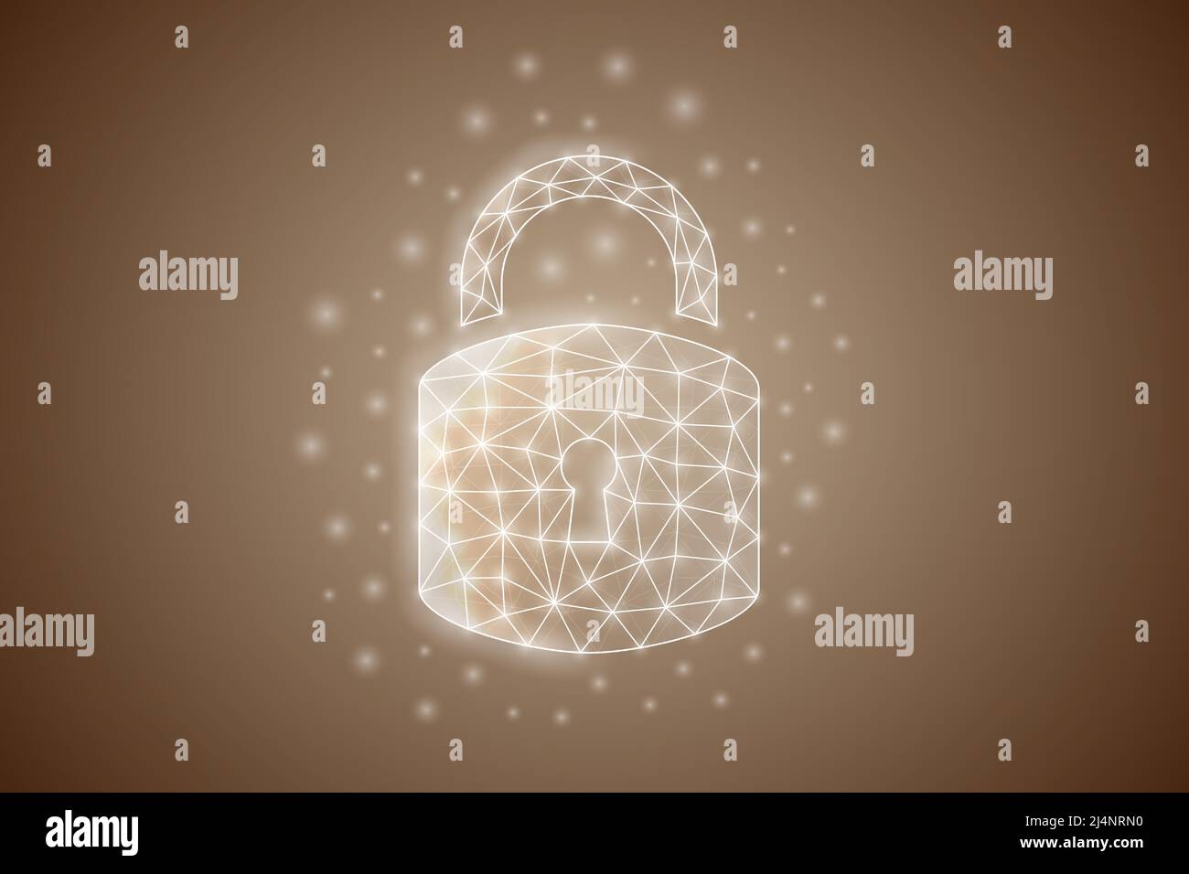 Lock low poly symbol with white connected dots. 3d geometric polygonal Cyber security. Antivirus ...