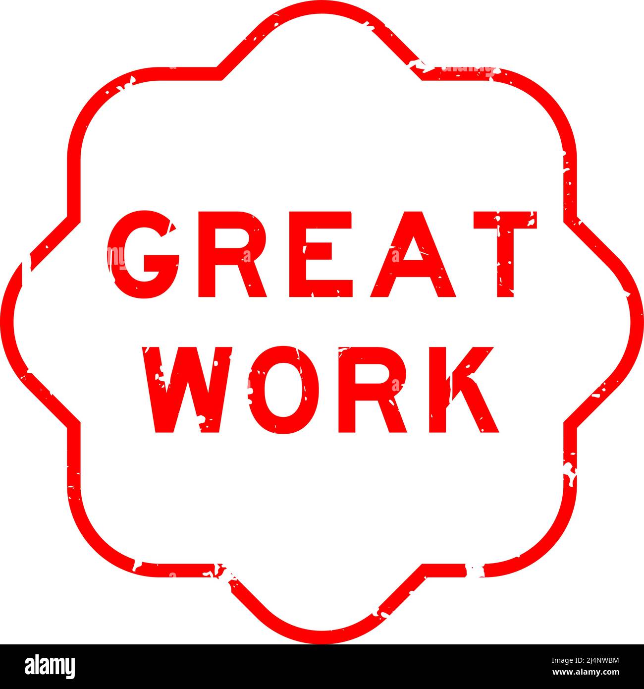 Grunge red great work word rubber seal stamp on white background Stock ...