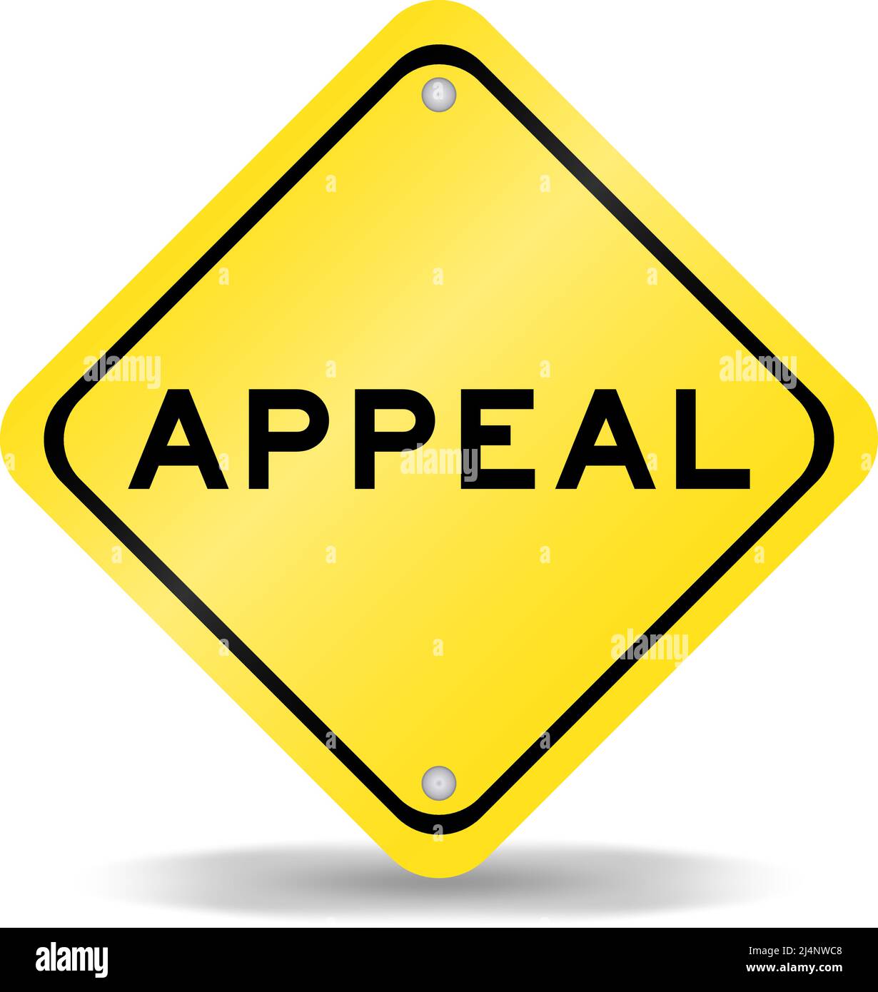 Yellow color transportation sign with word appeal on white background ...