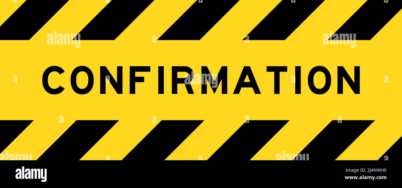 Yellow and black color with line striped label banner with word ...
