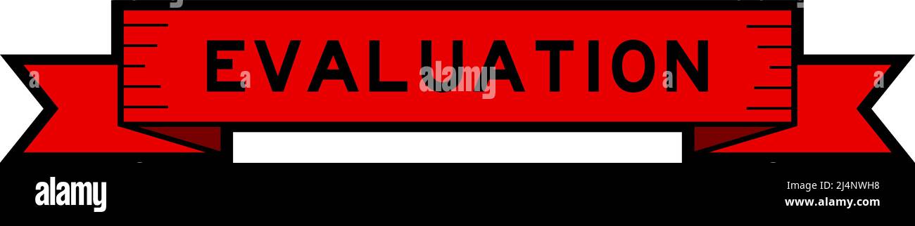 Ribbon label banner with word evaluation in red color on white ...