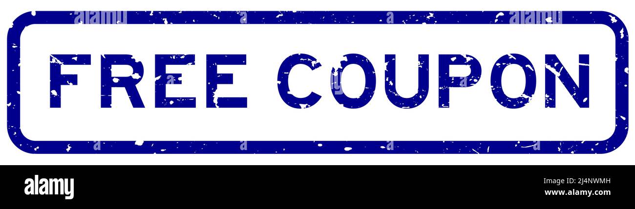Grunge blue free coupon word square rubber seal stamp on white ...