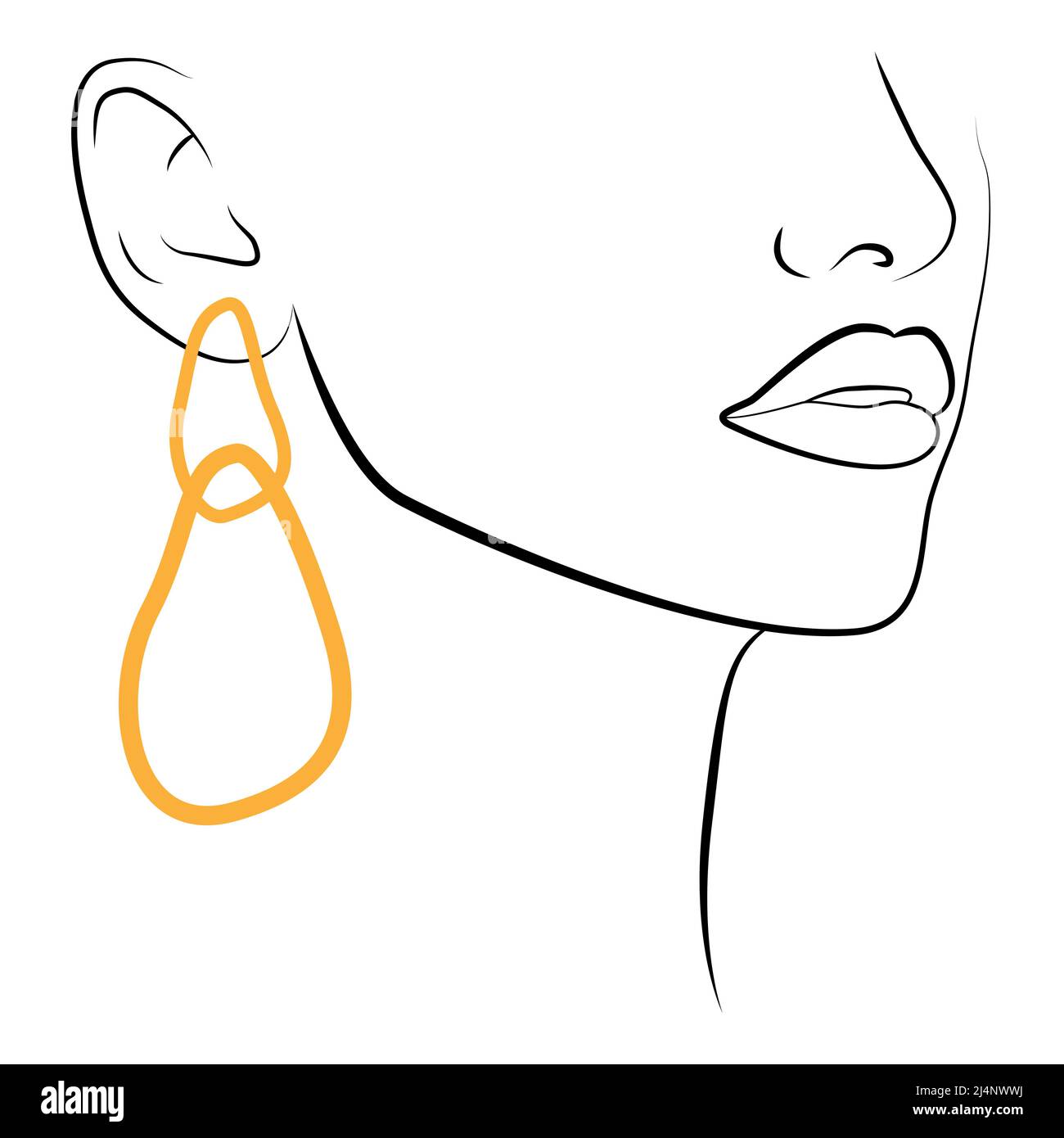 Drawing a continuous line. Abstract female portrait. Vector ...