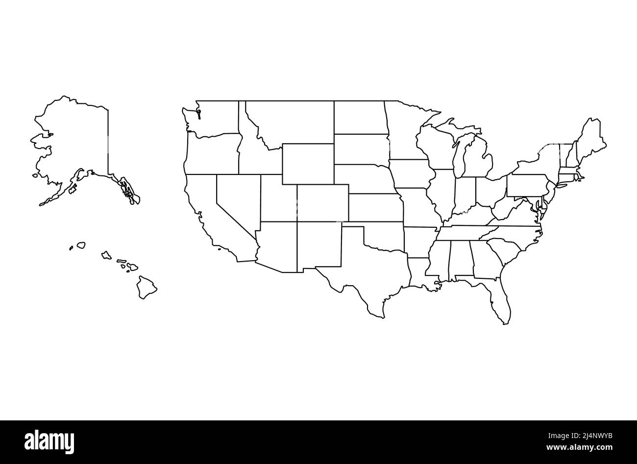 Black vector map of the United States Stock Vector Image & Art - Alamy