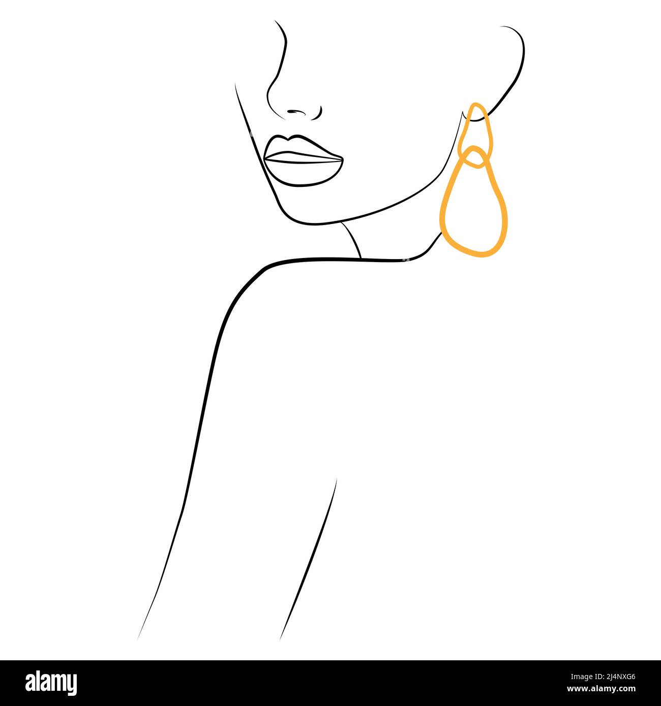 Portrait. A woman's face and colored spots. A continuous line of a ...