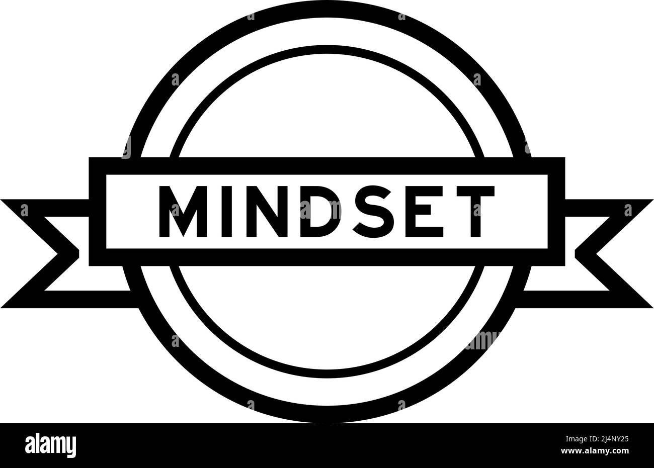 Vintage black color round label banner with word mindset on white ...