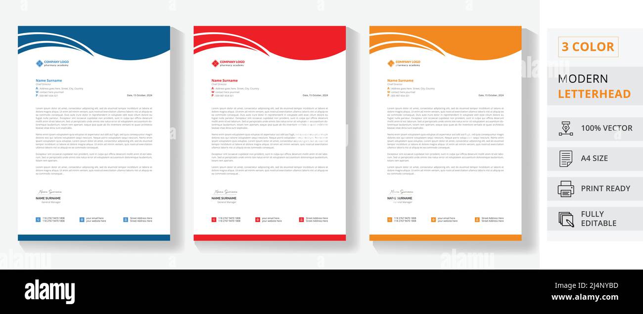 creative a4 size business letterhead design template Stock Vector Image ...