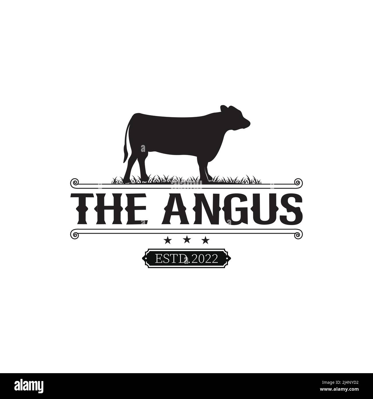 Retro Vintage Cow Label logo design, Angus with classic and elegant style Stock Vector Image ...
