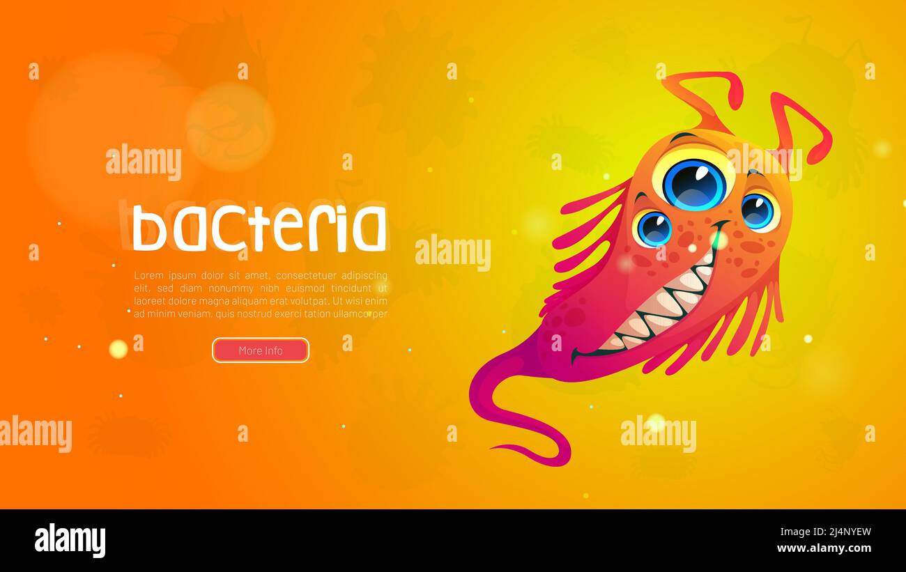 Medical poster with funny bacteria character. Vector background with ...