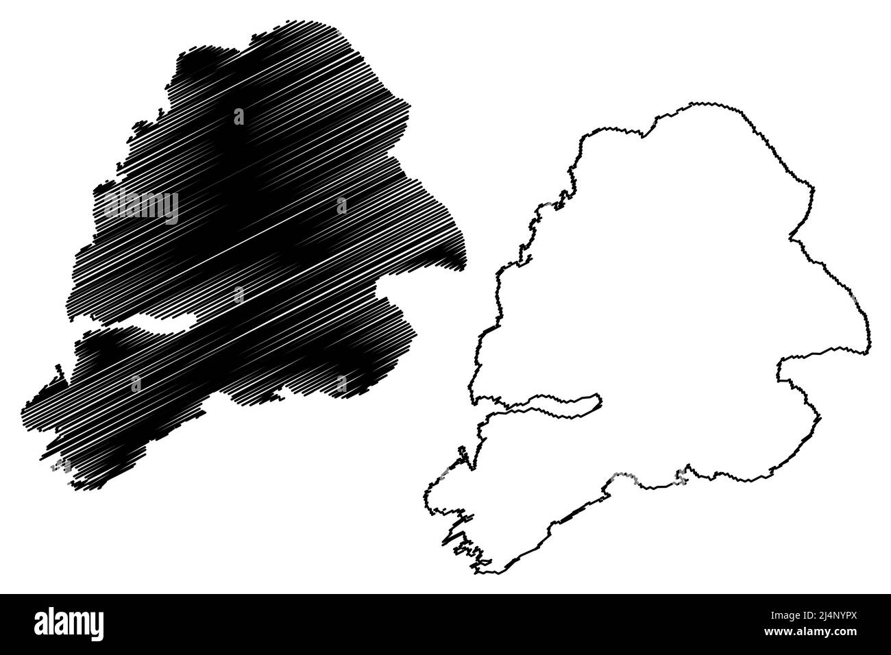 Tjeldoya island (Kingdom of Norway) map vector illustration, scribble ...