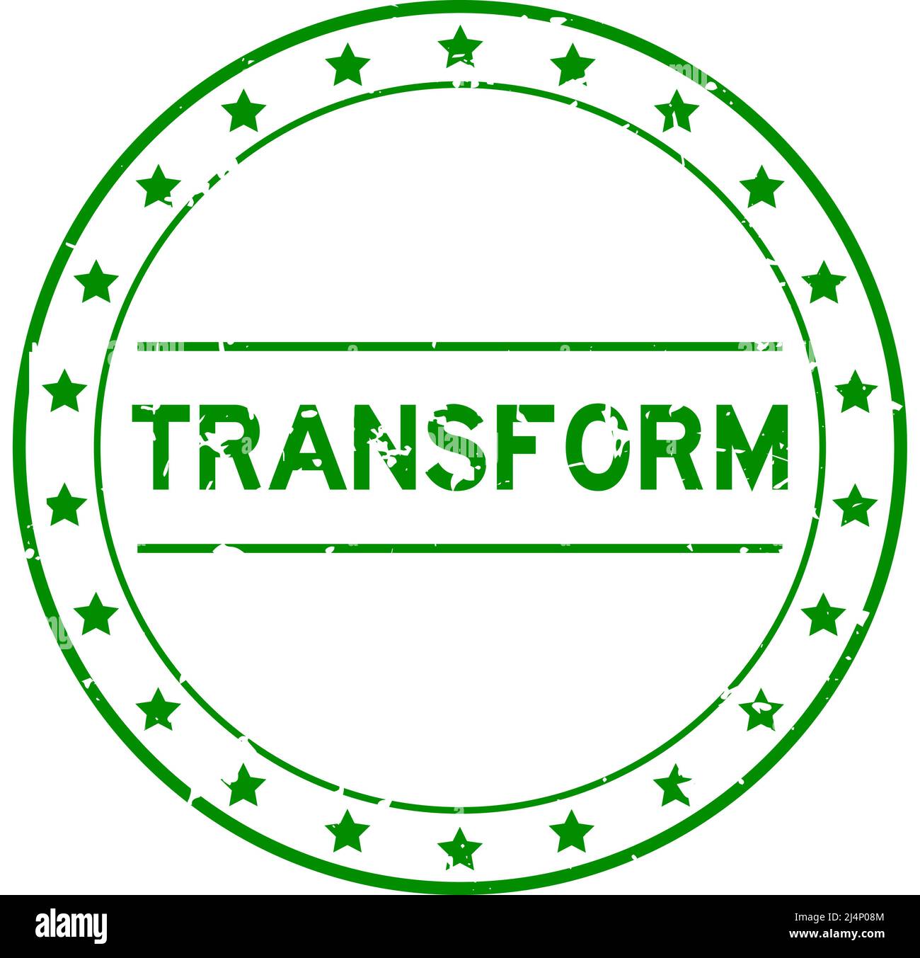Grunge green transform word round rubber seal stamp on white background ...