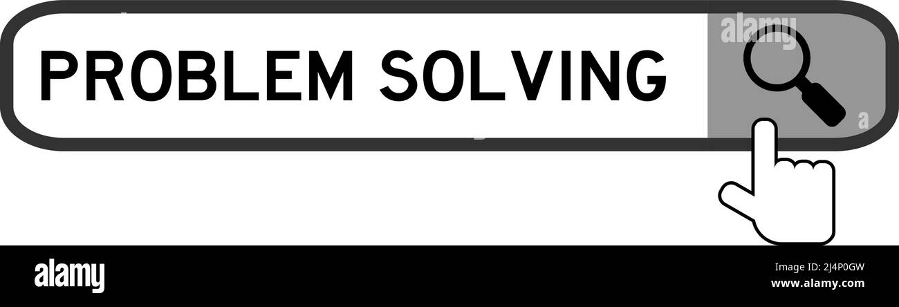 Search banner in word problem solving with hand over magnifier icon on ...
