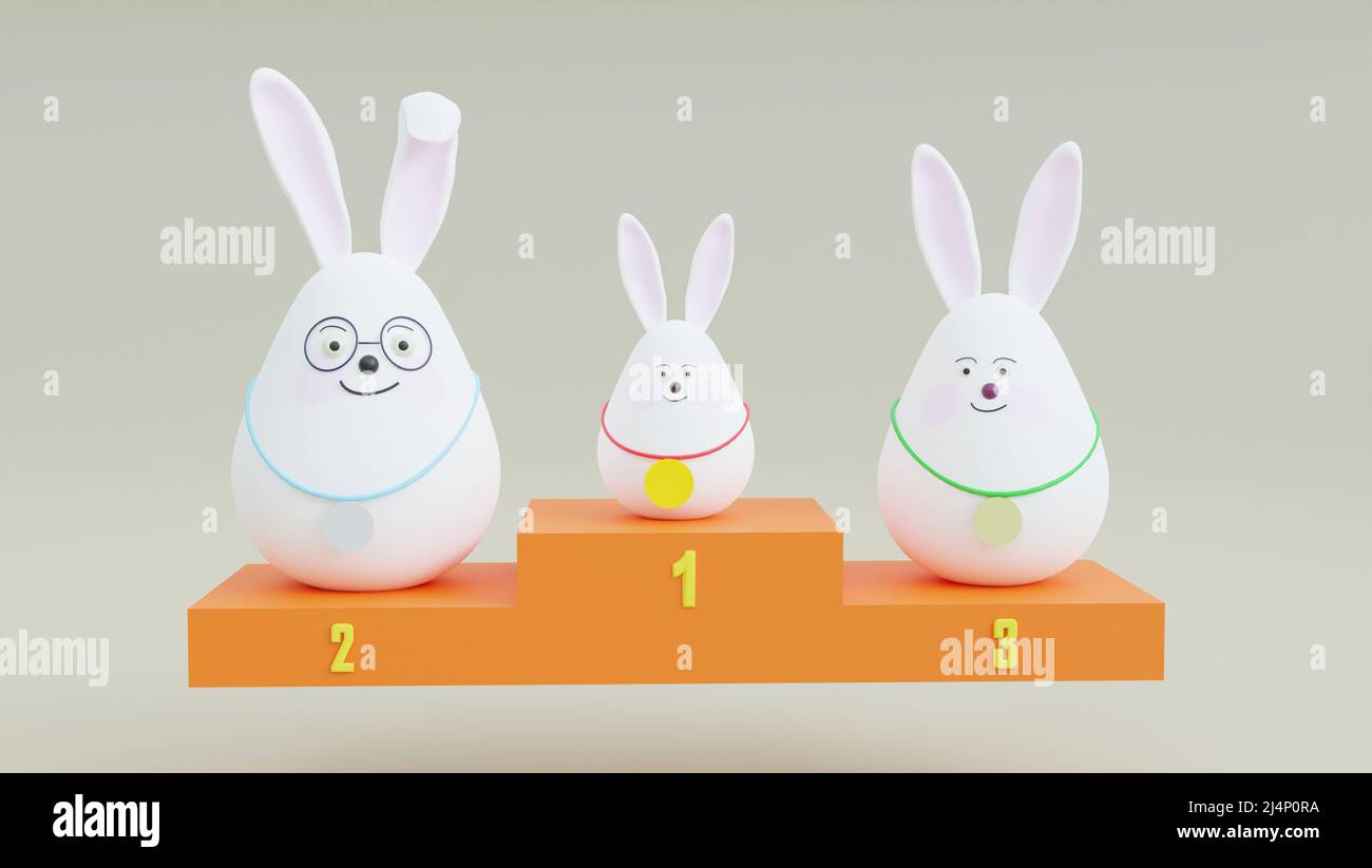 the concept of family fun competitions. a family of rabbits on a ...