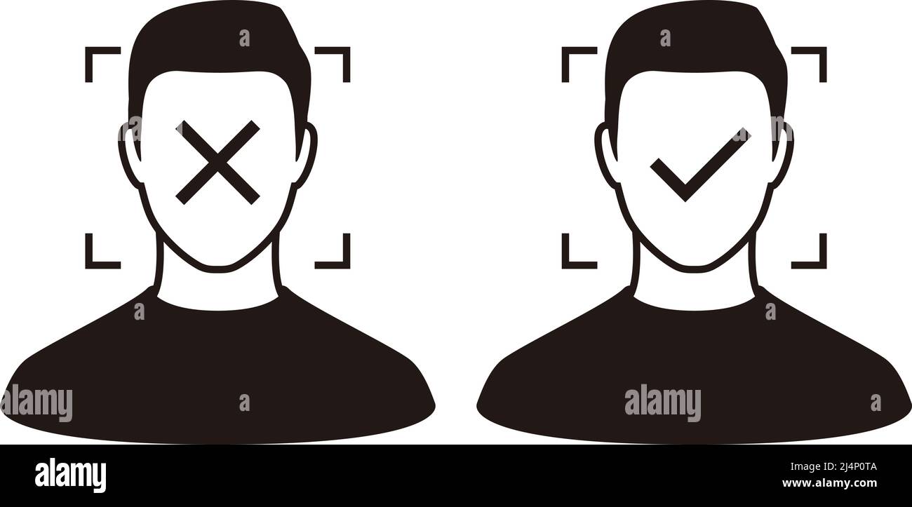 Face ID, facial Recognition System concept icons, biometric ...