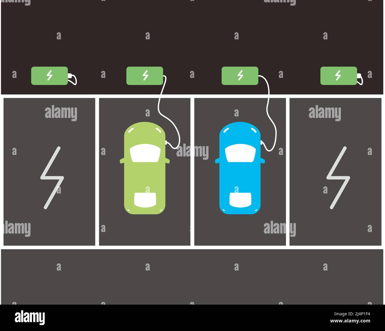 charging station with electric car, top view, vector icon Stock Vector ...