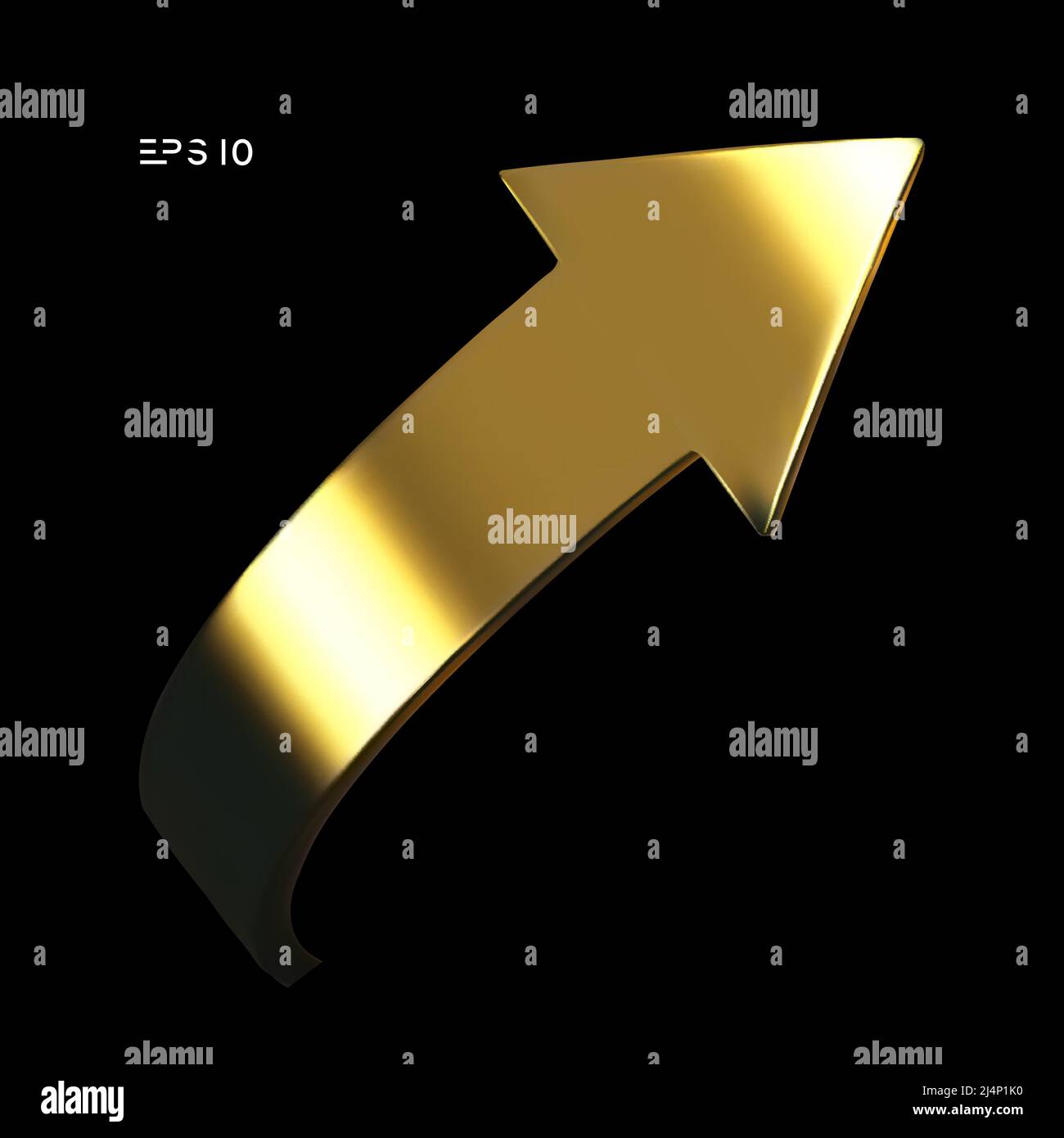 Gold arrow spin isolated on black background. Vector arrow button ...