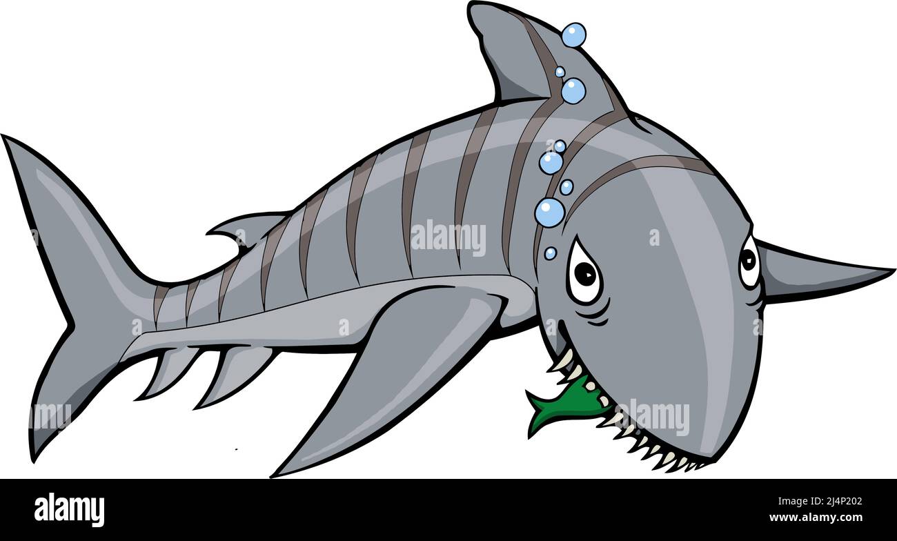 gray cartoon shark with ocean bubbles Stock Vector Image & Art - Alamy