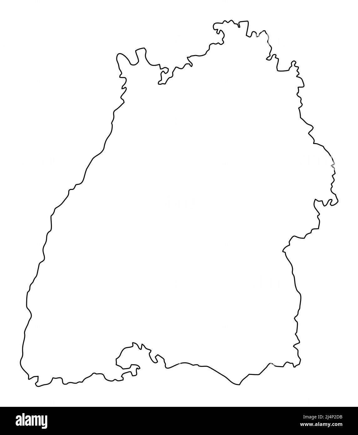 Baden-Wurttemberg outline map isolated on white background, Germany ...