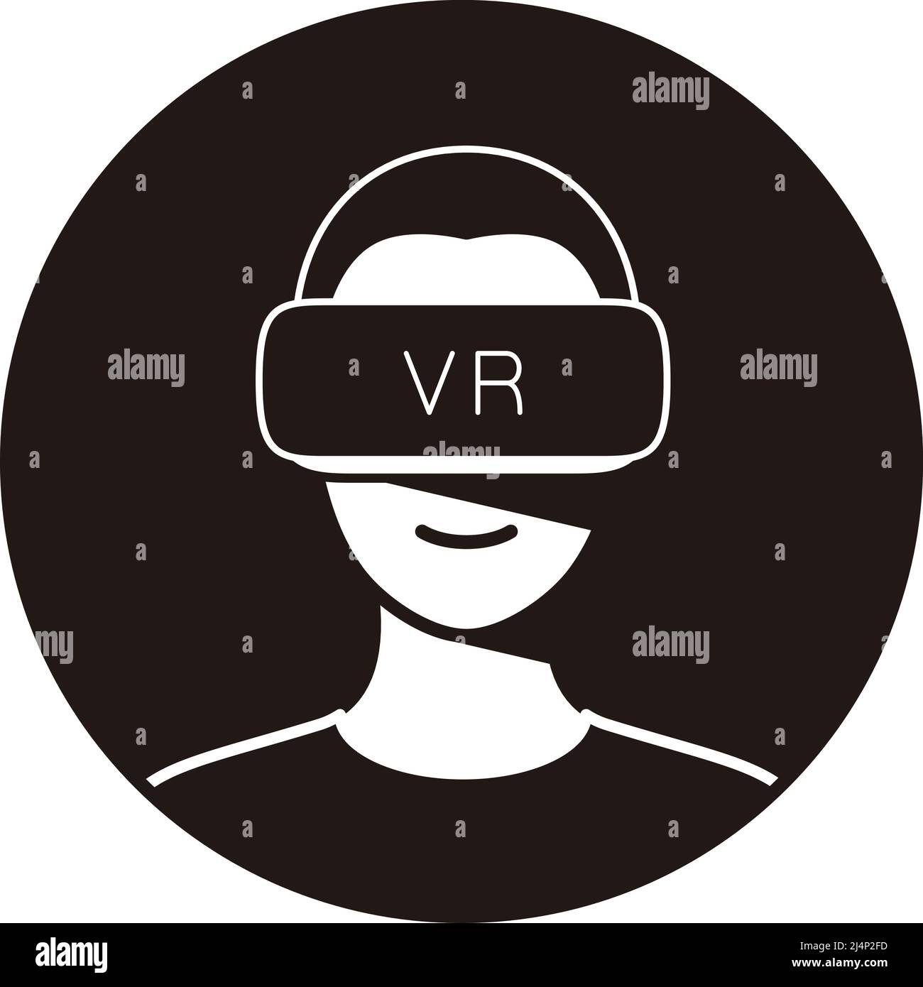 Beauty girl wearing Virtual reality glasses. front view, playing games ...