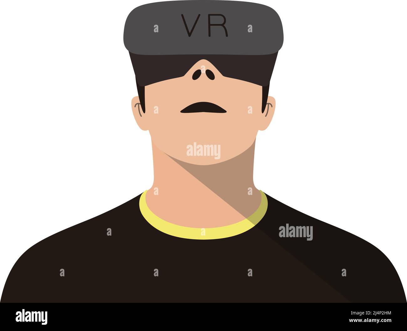 Man wearing Virtual reality glasses. front view, playing games, vector ...