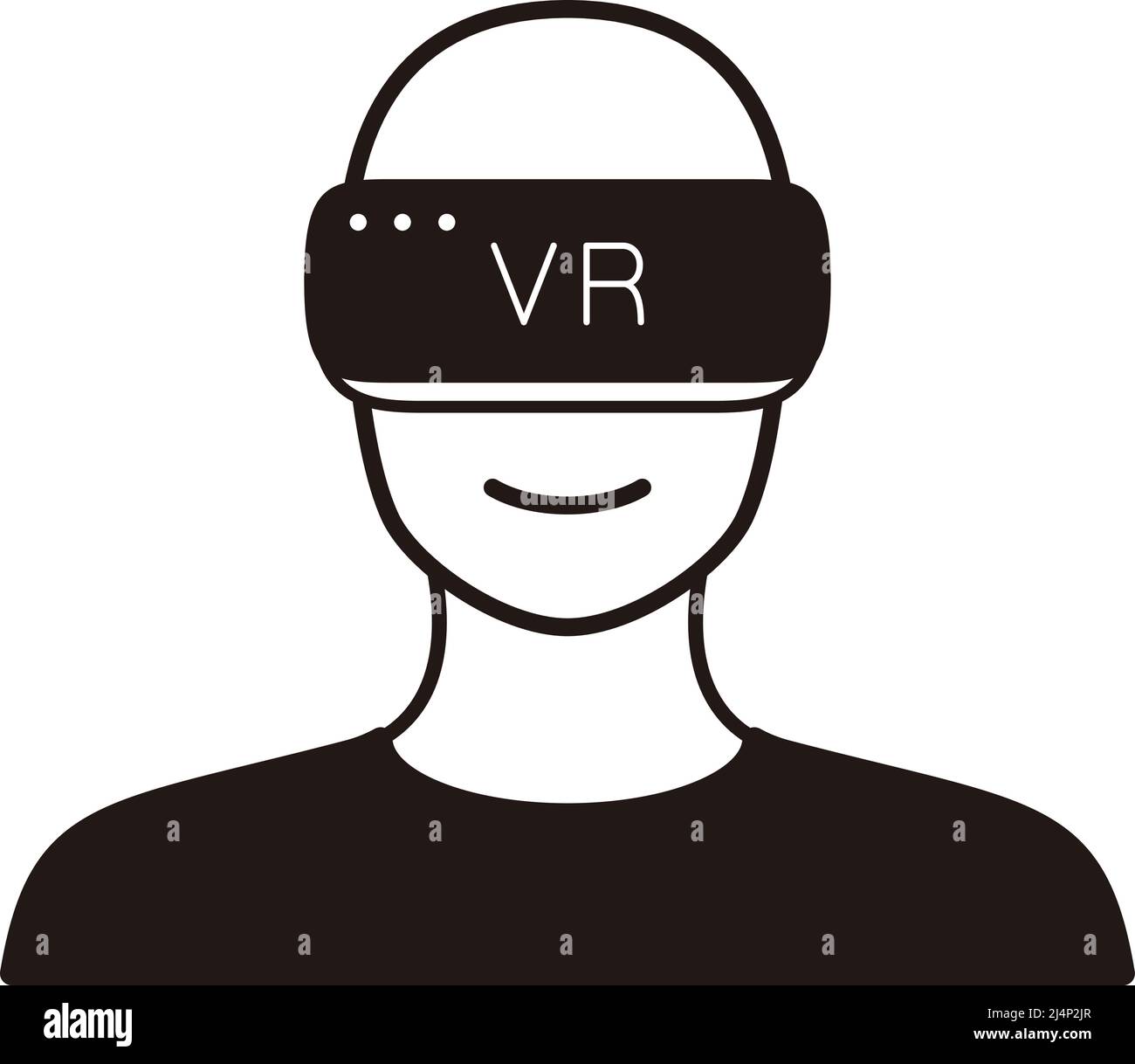 Man wearing Virtual reality glasses. front view, playing games, vector ...