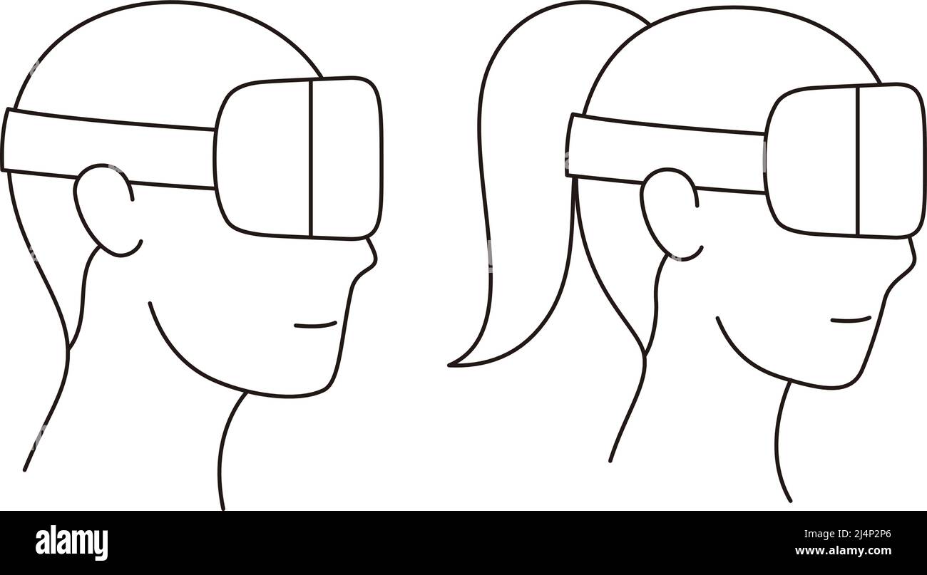 Man and women wearing Virtual reality glasses. front view, playing ...