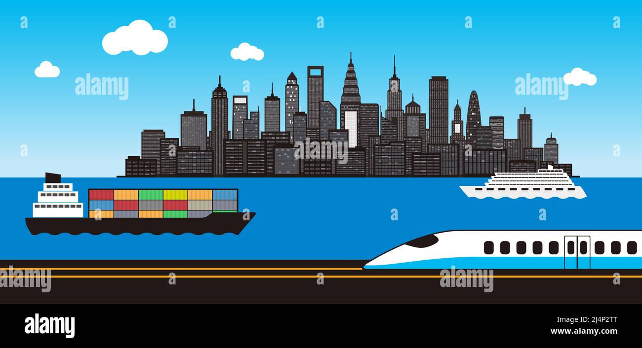 Modern container barge Stock Vector Images - Alamy