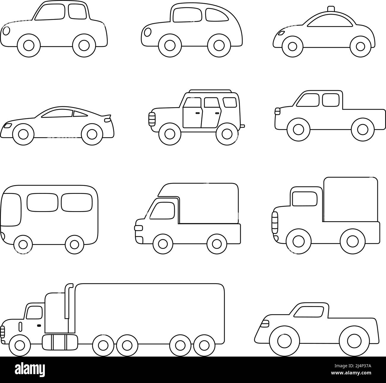 Car icon set, outline vector illustration Stock Vector Image & Art - Alamy