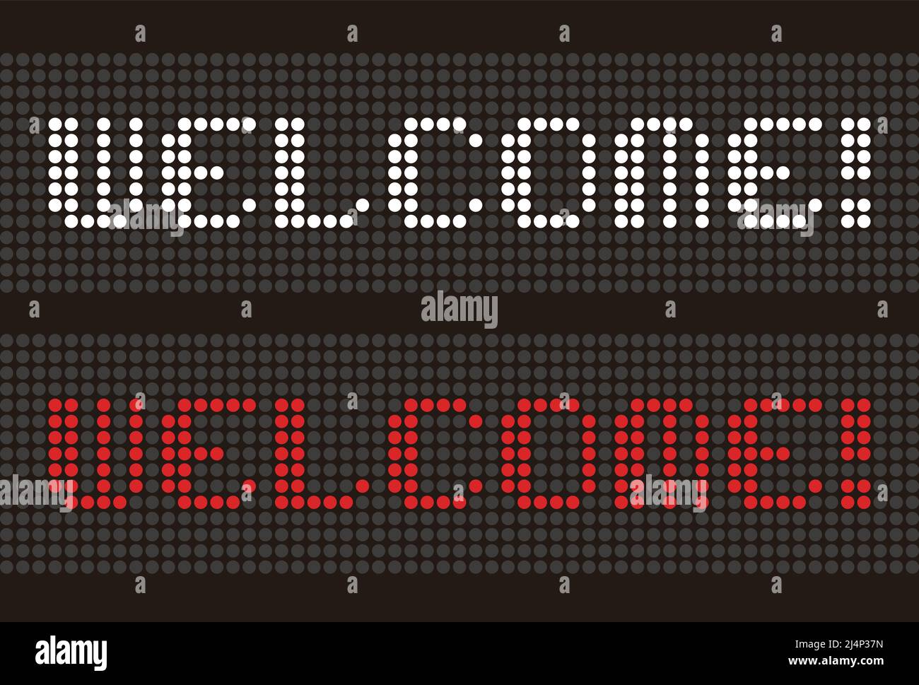 WELCOME led uppercase English alphabet, vector illustration Stock ...