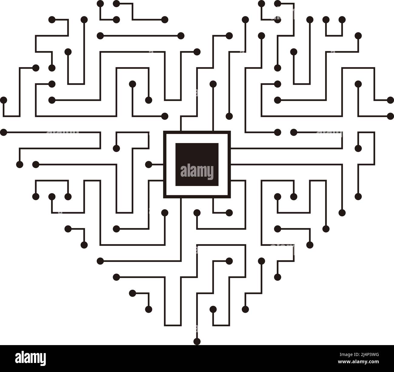 circuit board, chip and heart shape, Artificial intelligence concept ...