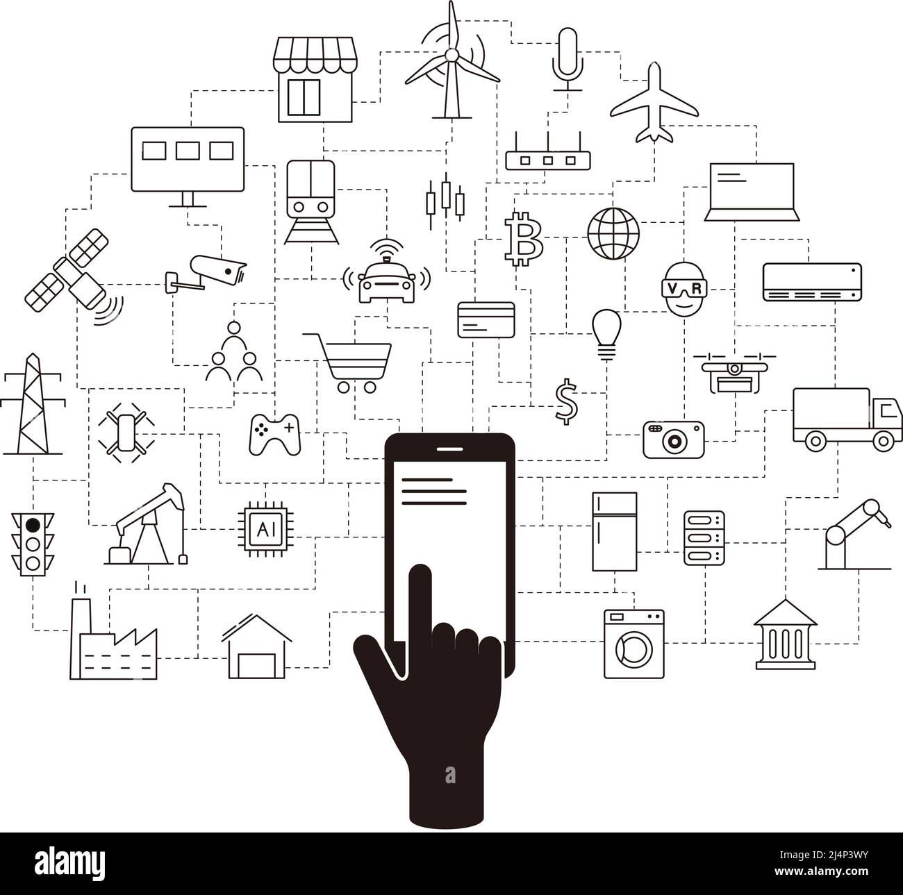 Artificial intelligence connects the future, vector illustration Stock ...