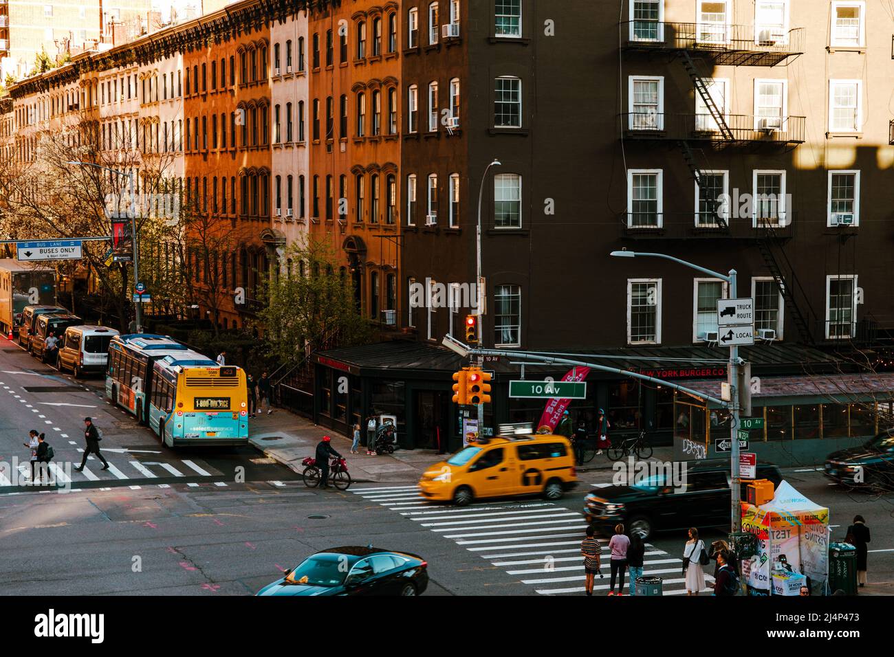 Manhattan, New York, USA: High angle view on Corner of 10th Ave & W ...